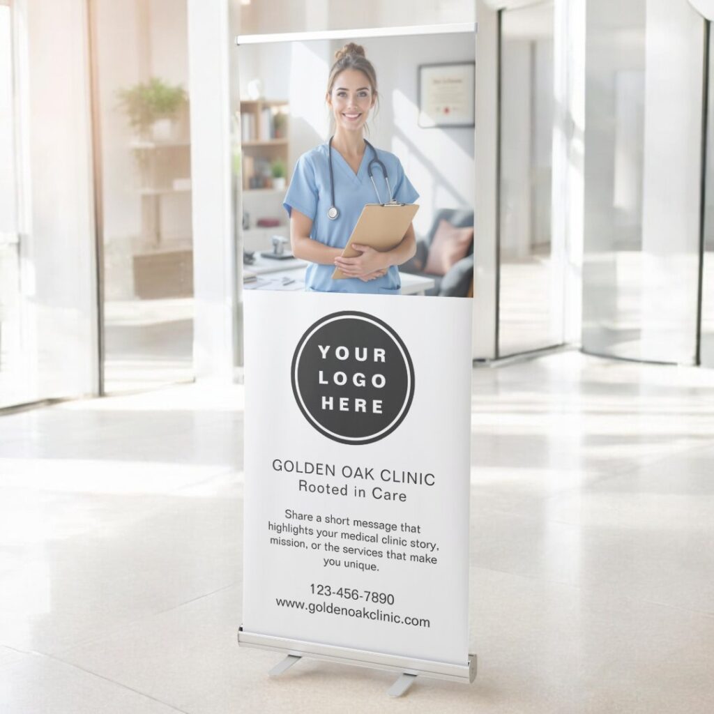 Medical Clinic Health Business Logo Photo Retractable Banner ...